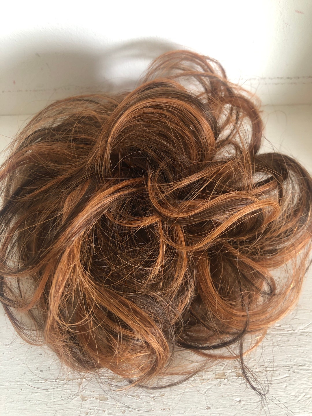 100% 4/30human Hair Messy Scrunchie in Rich Brown With Copper Ginger ...