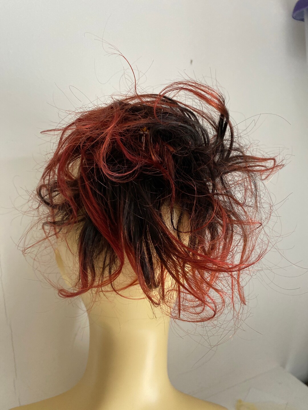 Ombre Human Hair Scrunchie Extension - Black to Copper Red - Etsy