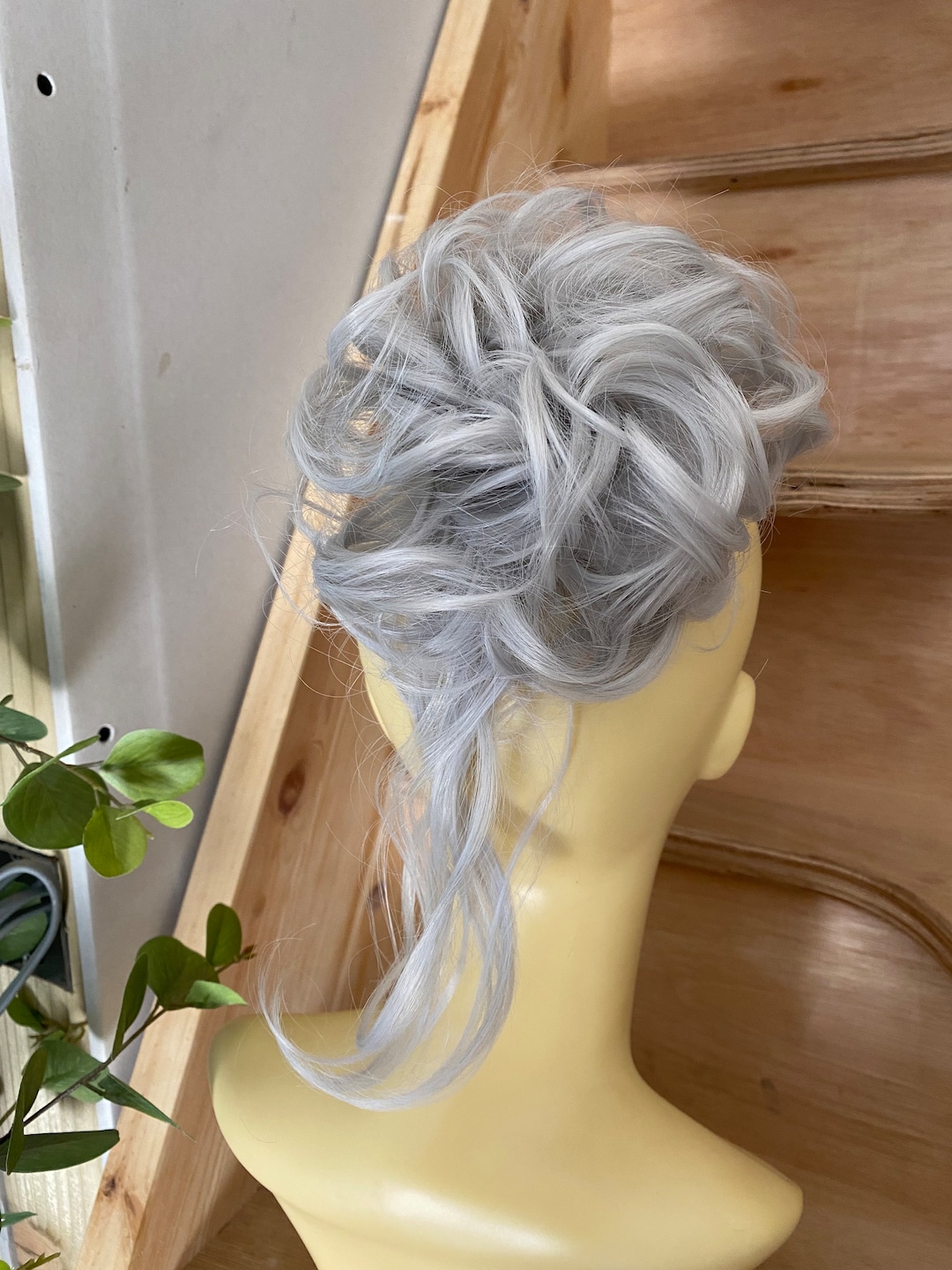 Authentic Hair Scrunchie Extension Ponytail in Silver Grey Synthetic ...