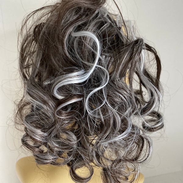 Brown With Gray Highlights Wigs - Etsy