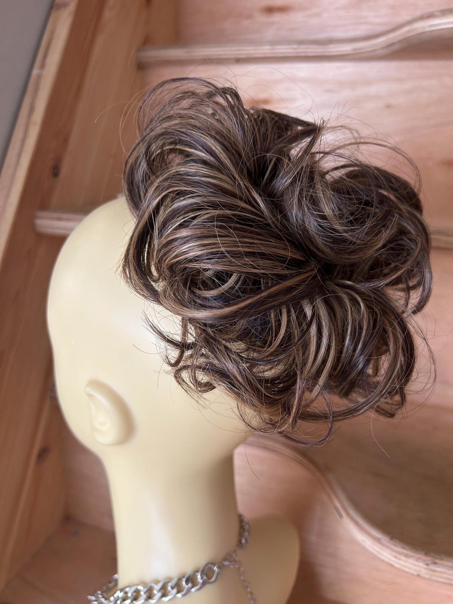 Authentic Large Full Curly Hair Scrunchie Extension Ponytail Brown With ...