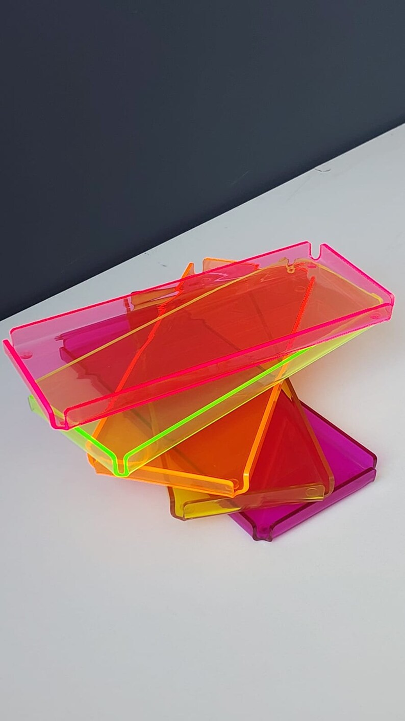 Colorful Acrylic Multi-purpose Tray Neon Colors Decorative Serving Tray ...