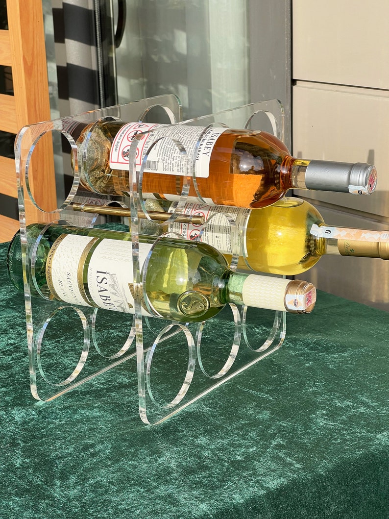 Acrylic Wine Rack – Elegant 9-compartment Clear Wine Holder With Brass ...