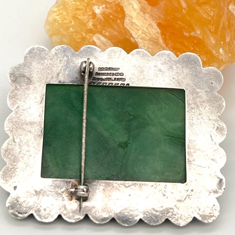 1940’s Mexican Sterling Silver Jade Carved Aztec Mask Brooch - Etsy