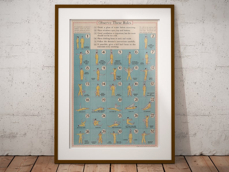 Vintage Workout Poster | Vintage Exercise | Vintage Fitness Wall Art ...