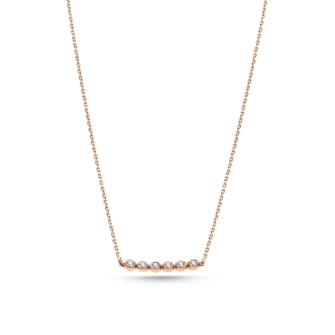 Six Stone Diamond Hex Pendant Necklace/ Gold Minimalistic Diamond ...