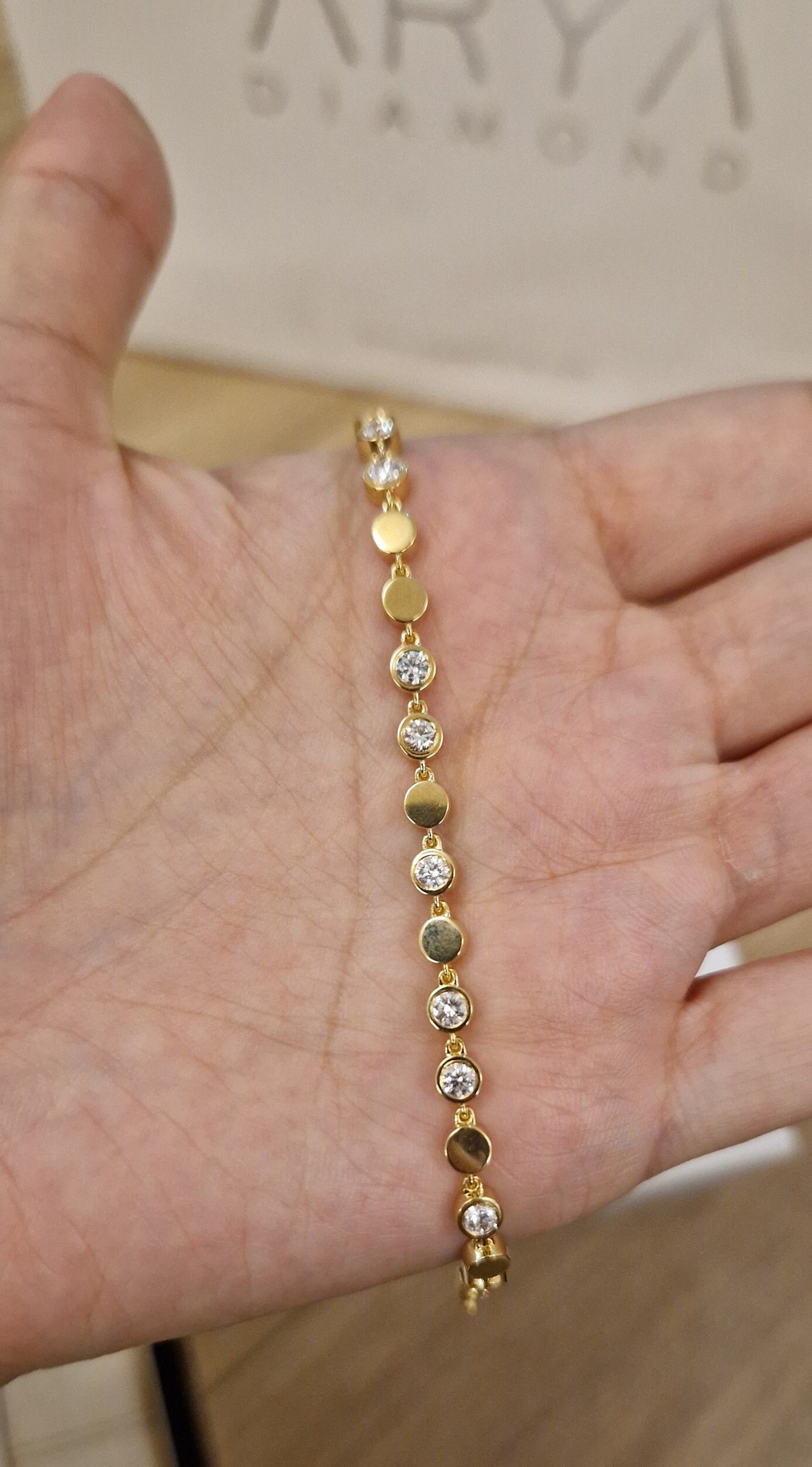 Dainty Diamond Chain Bracelet in 18K Gold / Minimalistic Diamond ...