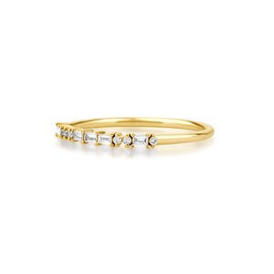 Gold Morse Code Love Ring With Diamonds/ Baguette Cut Diamond Half ...