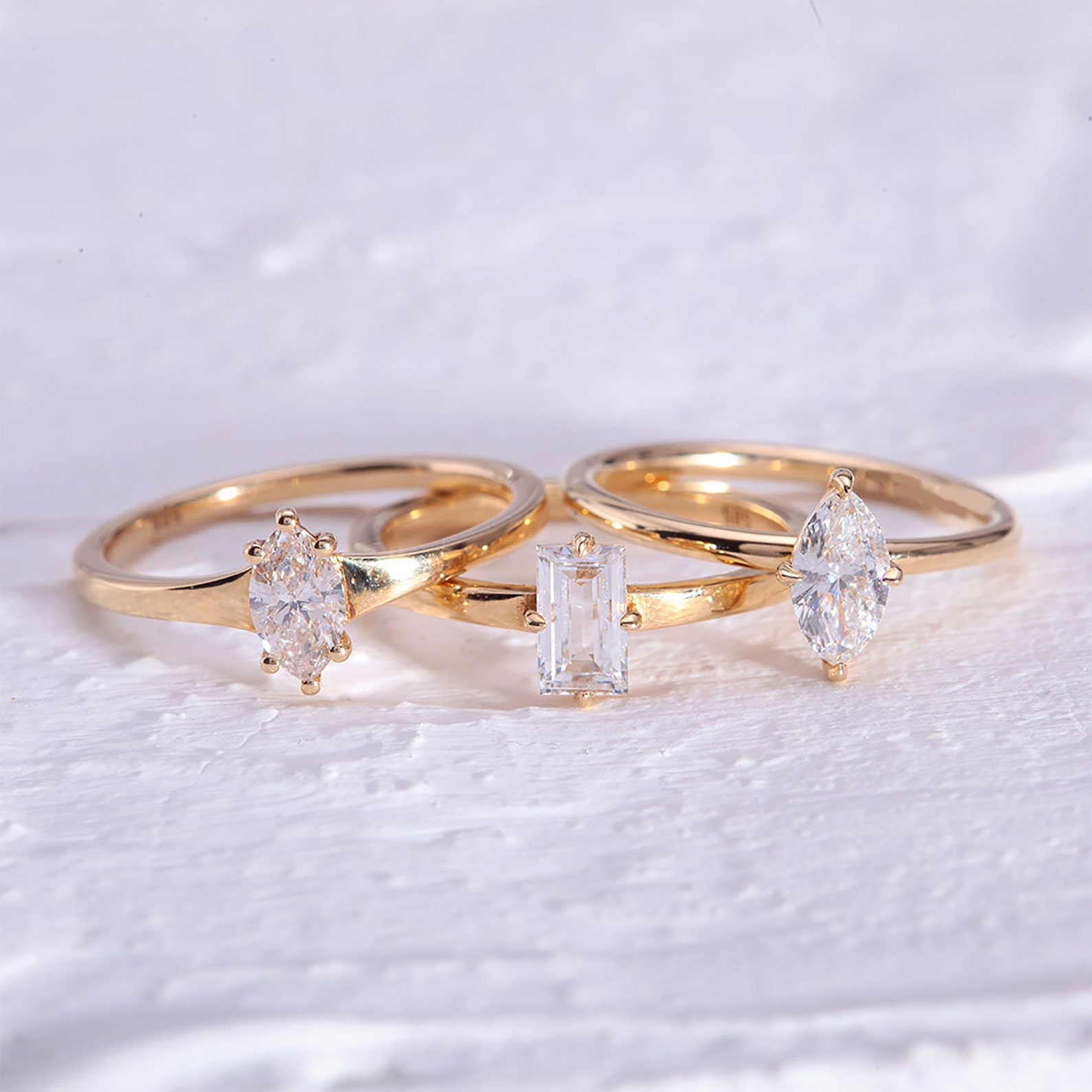 Marquise Cut Diamond Modern Engagement Ring/14k Gold Marquise - Etsy