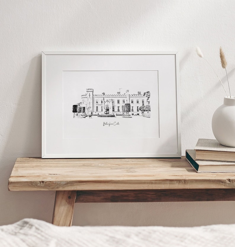 Bellingham Castle Venue Sketch | Personalised Wedding Gift | Made in ...
