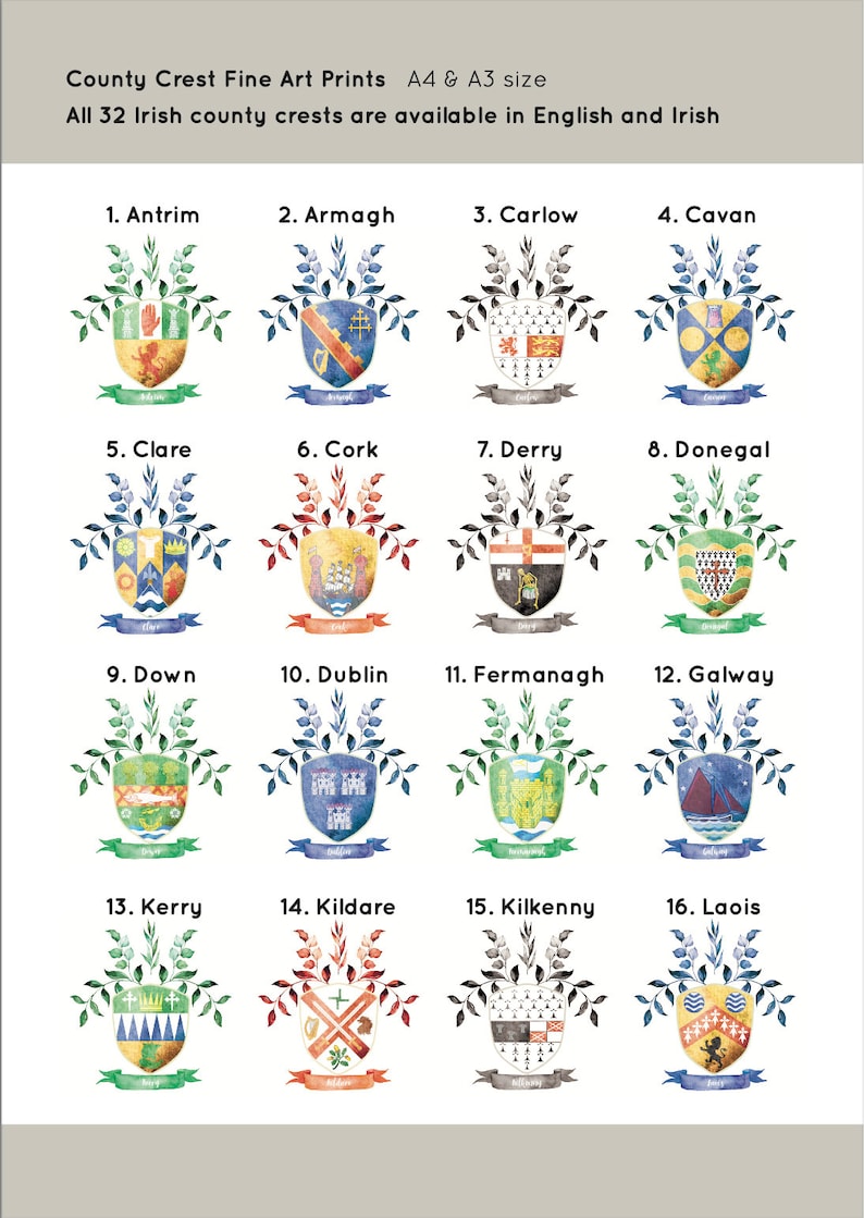 32 County Crests of Ireland Available - Made in Ireland - Irish Design ...