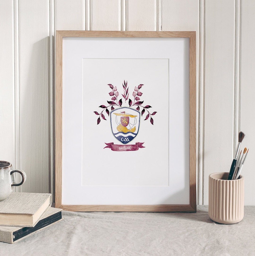 Galway GAA Crest - Made in Ireland - Irish Design - Fine Art Print ...
