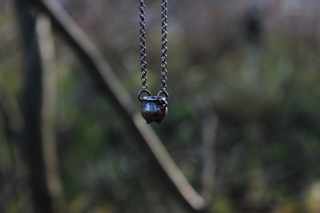 Sterling Silver Witch Cauldron Necklace: Halloween Charm Pendant - Etsy
