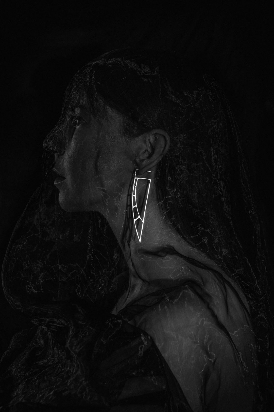 Futuristic Earrings, Large Silver Cosmic Earrings, Avant Garde Earrings ...