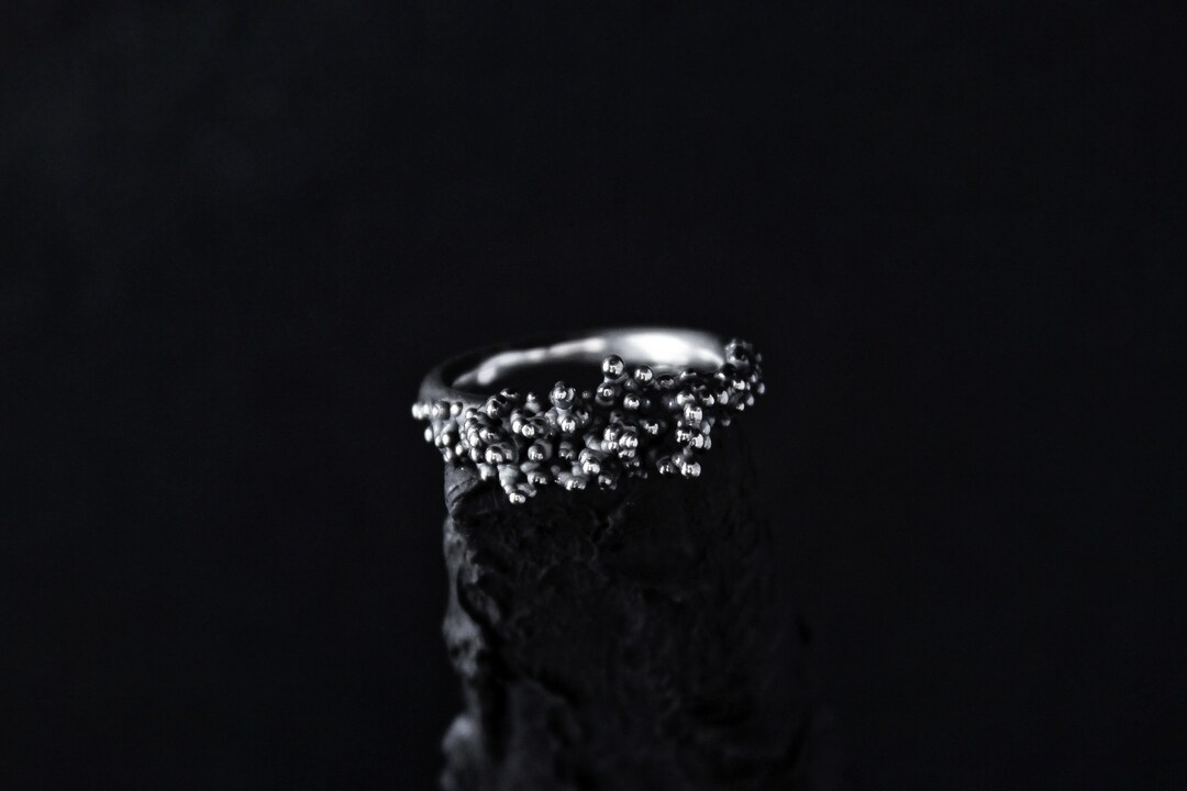 Cast Silver Ring, Bubbles Ring, Modern Handmade Ring, Gothic Ring, Art ...