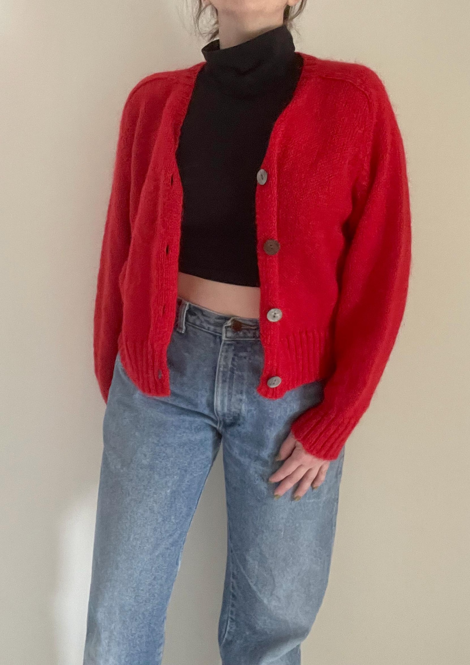 True Vintage 80's GAP Red Button-up Cardigan - Etsy
