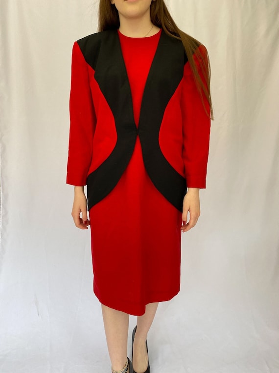 Vintage Quintessential 80's Red and Black Dress - Gem