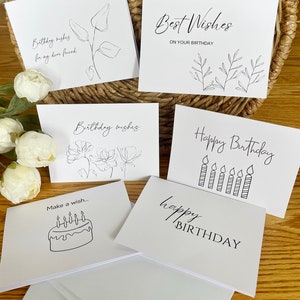 Minimalist Birthday Card Variety Pack - Simple Blank Greeting Cards ...