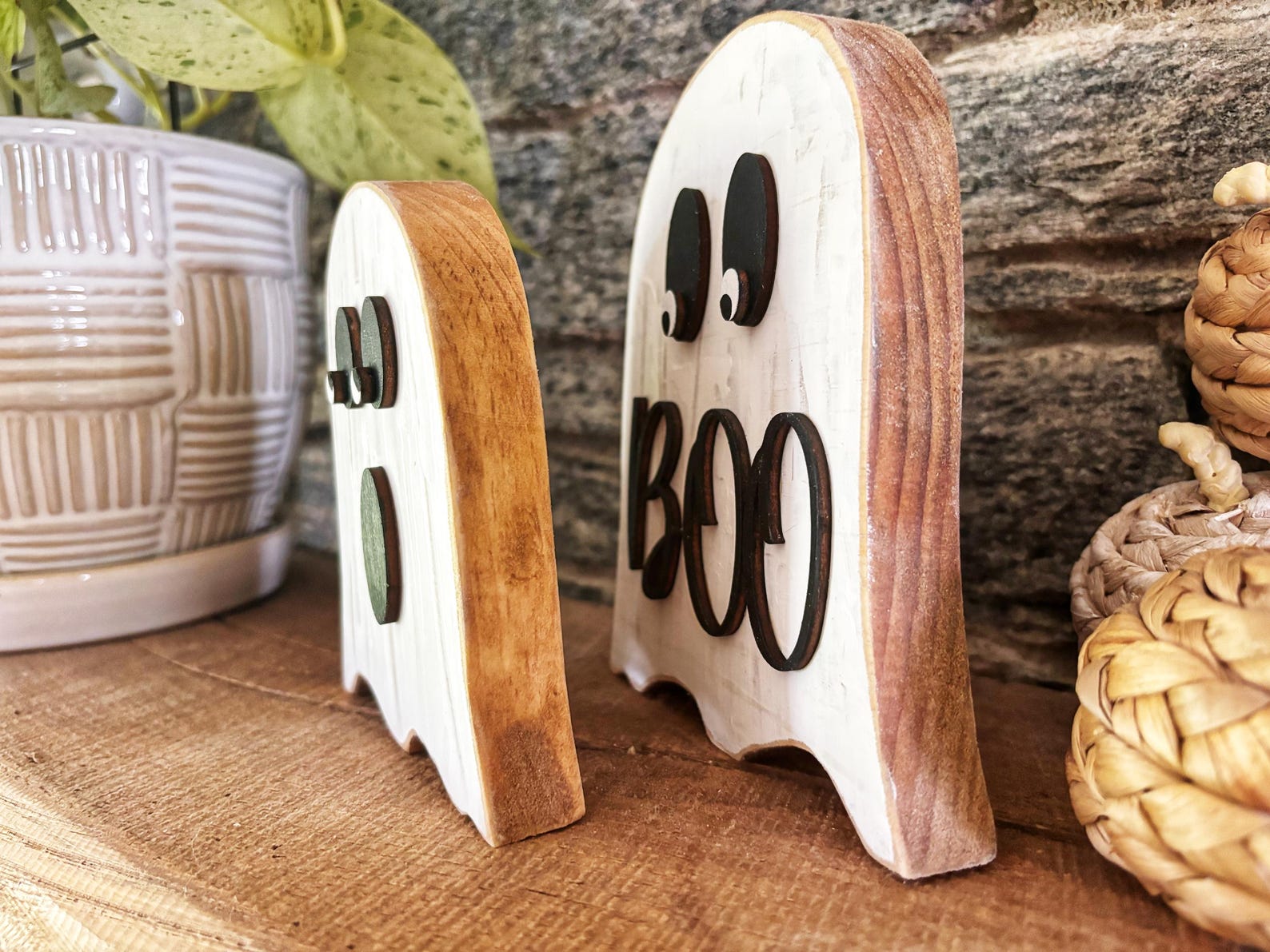 Handmade Wooden Ghosts | Halloween Decor | Rustic Halloween Shelf ...