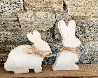 Rustic Wooden Bunnies/ Farmhouse Decor/spring Decor/easter - Etsy
