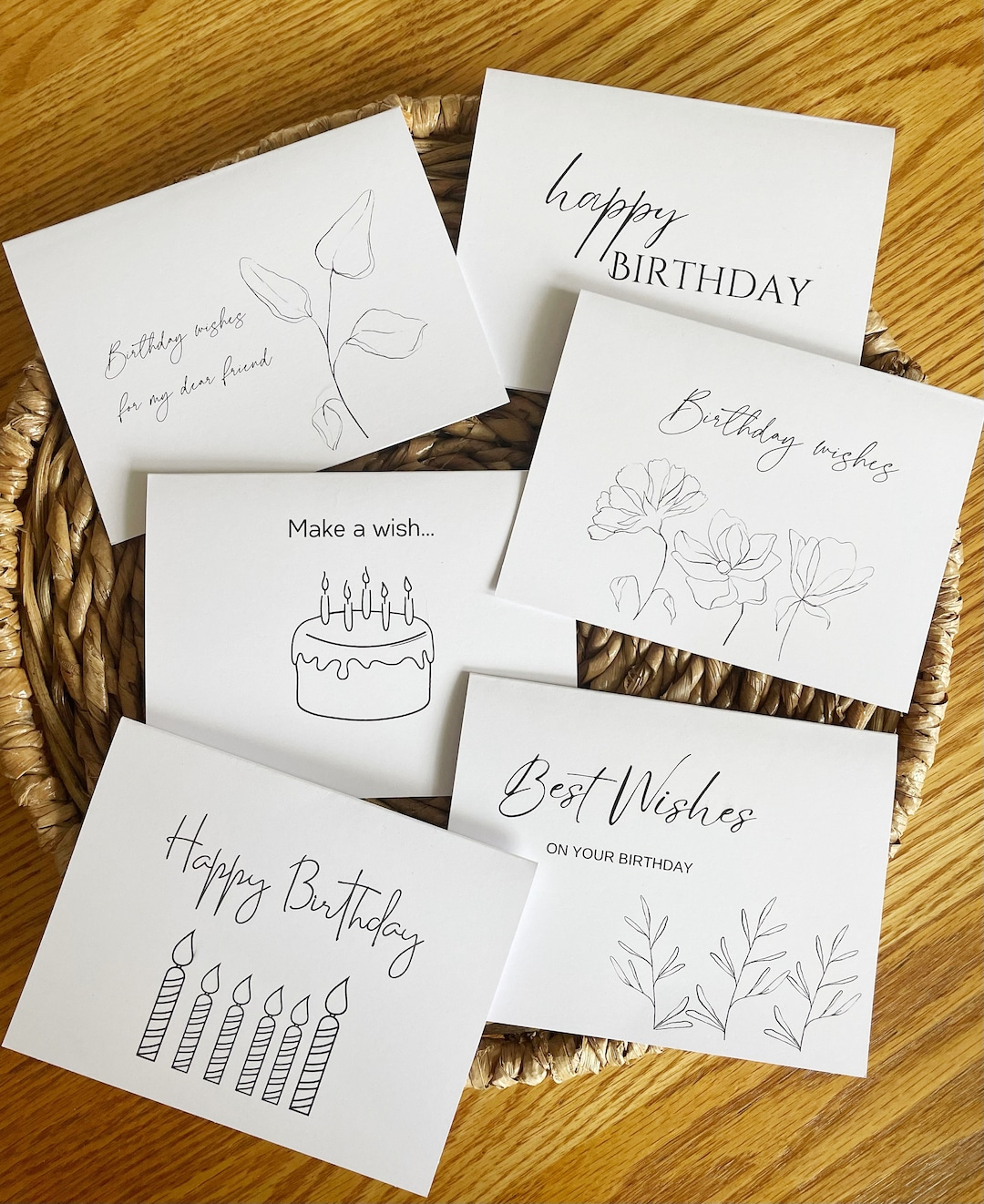 Minimalist Birthday Card Variety Pack - Simple Blank Greeting Cards ...