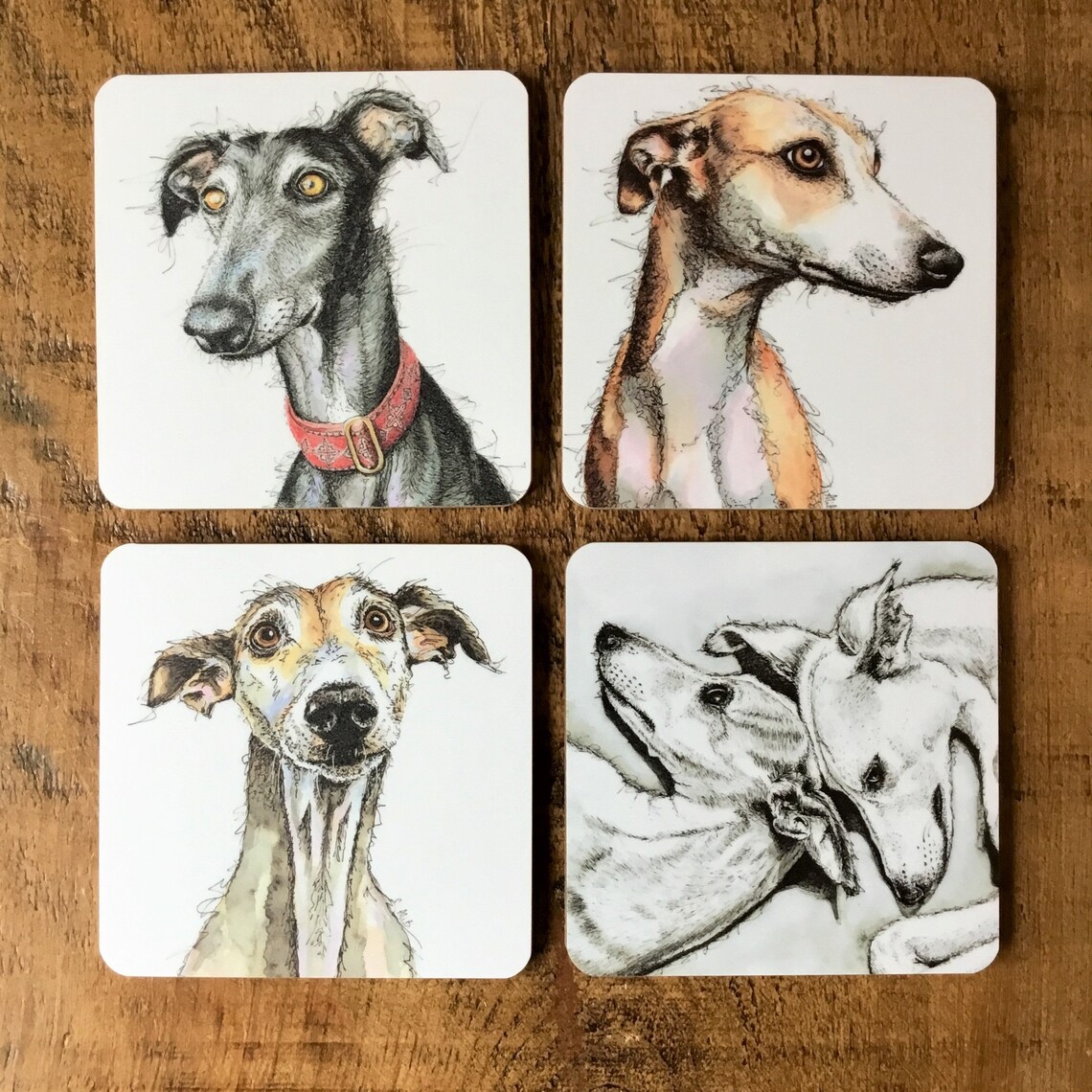Greyhound Coasters Galgo Coasters Lurcher Coasters - Etsy