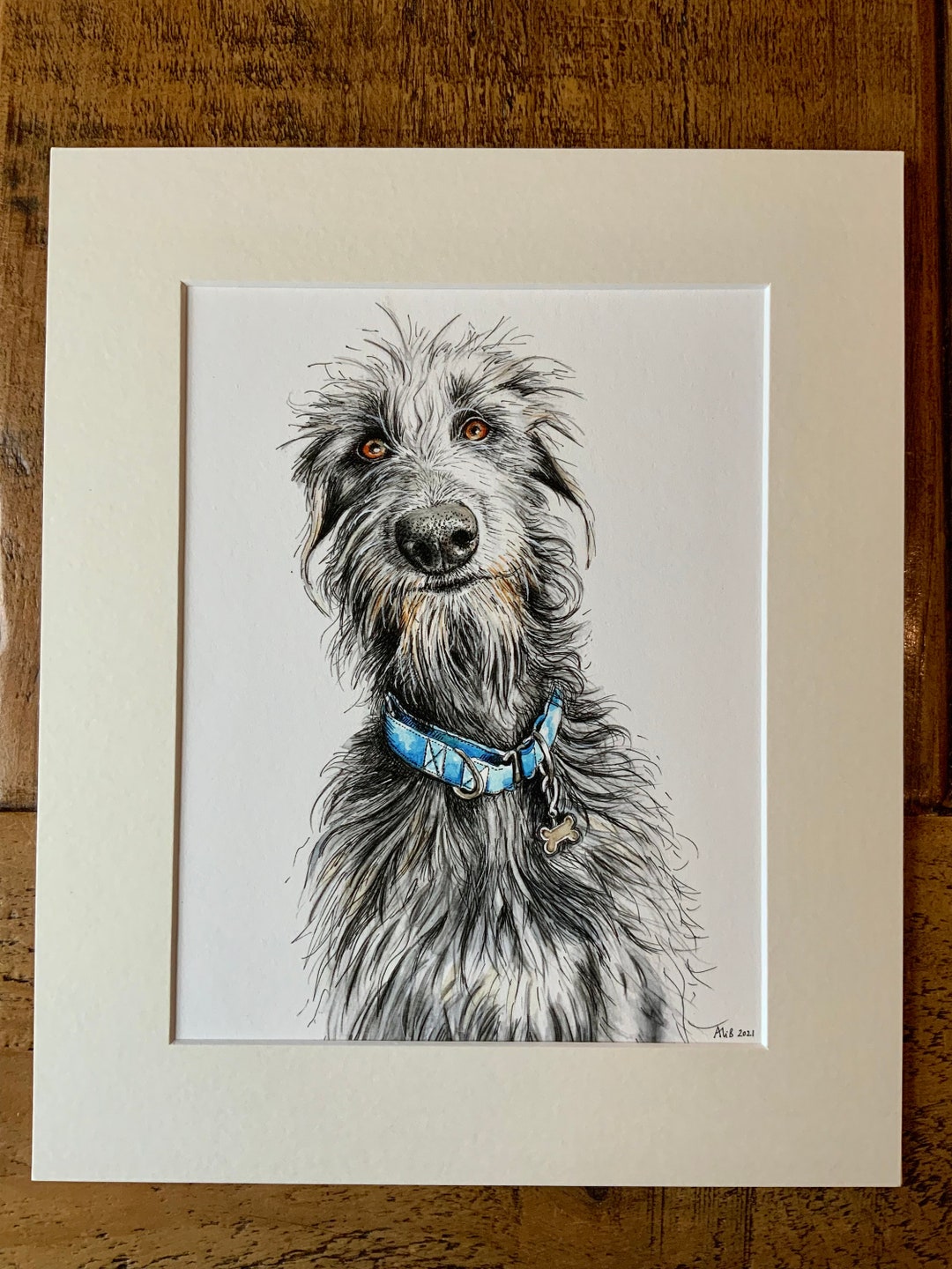 Lurcher print, Scruffy Lurcher print, Deerhound print, scruffy dog ...