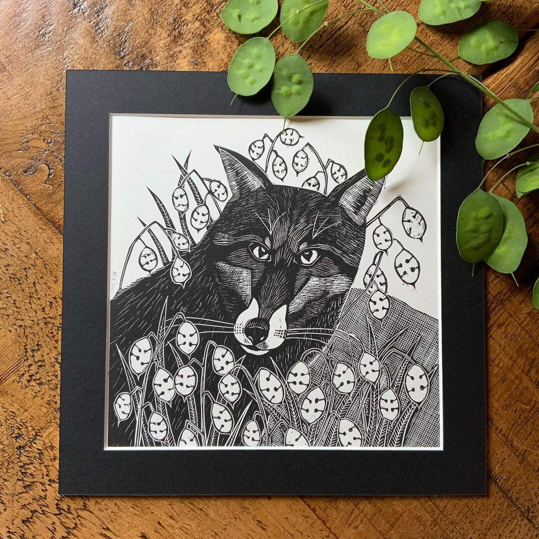 Fox Lino Print, Fox Lino Cut, Fox Print, Fox Artwork, Fox Gifts, Fox ...