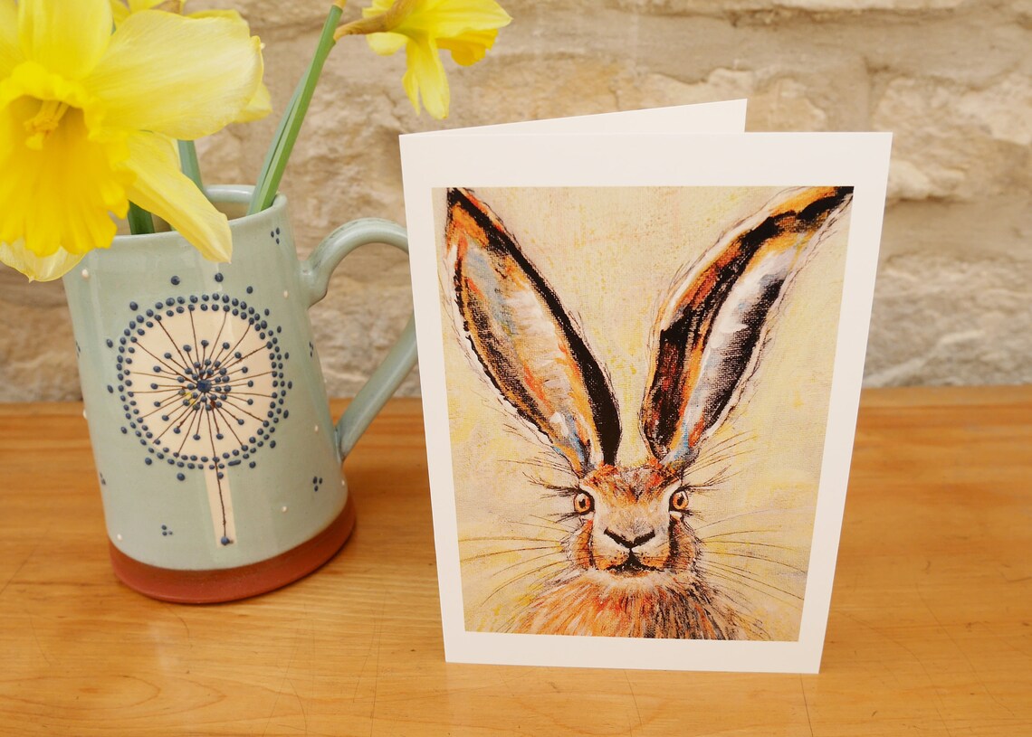 Hare 5" X 7" Greeting Card, Hare Card, Hare Gift, Hare Painting ...