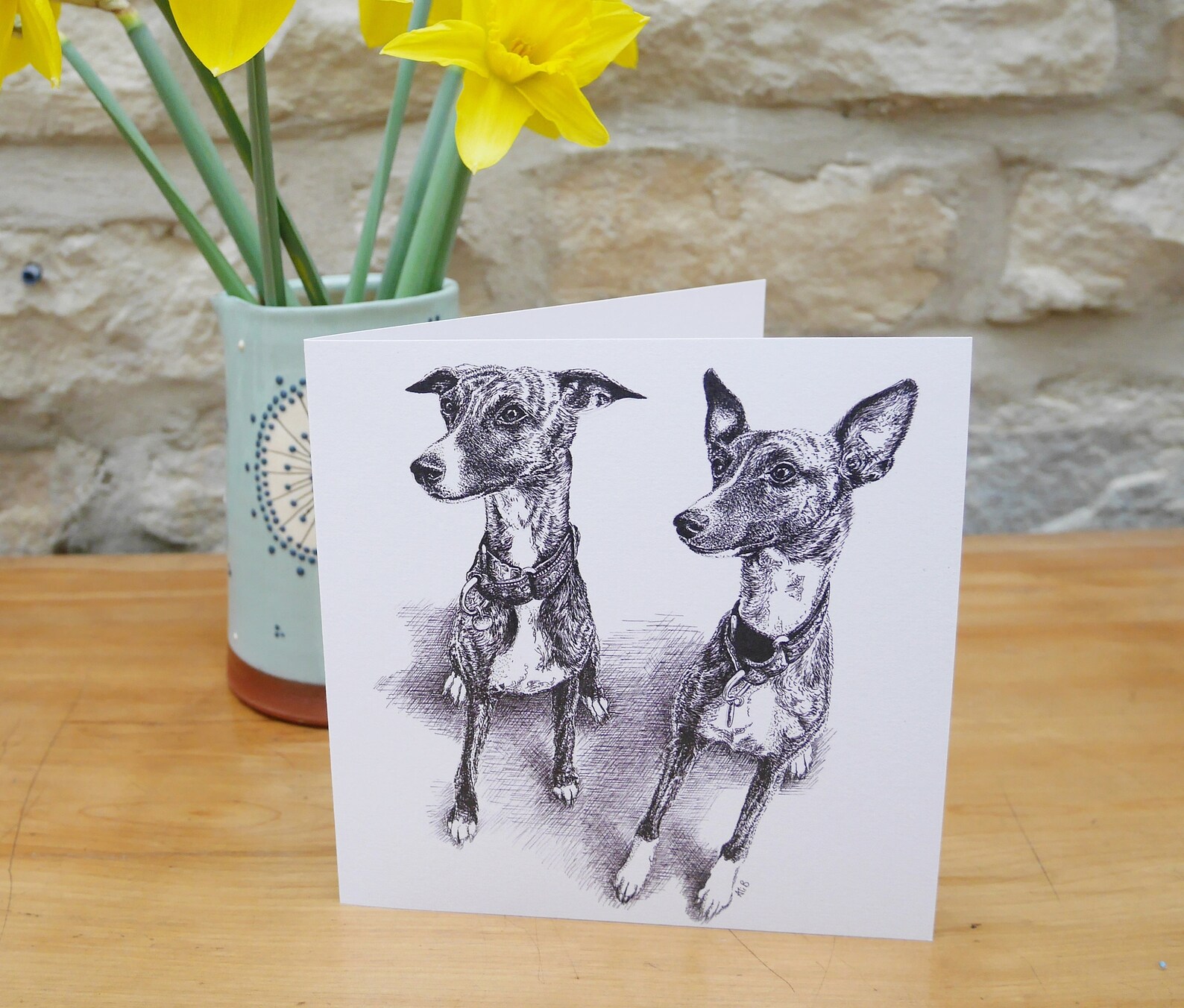 Whippet Card Sighthound Card Whippet Drawing Pen and Ink - Etsy
