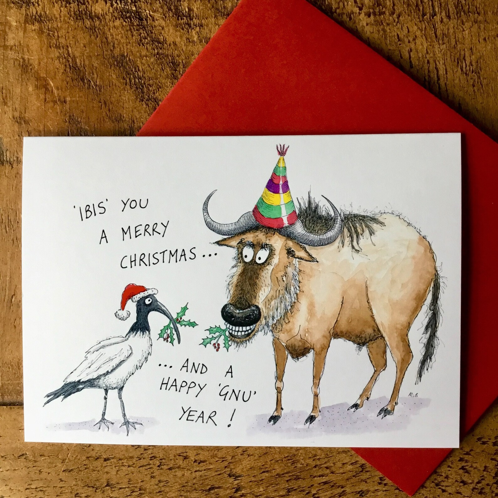 Ibis You a Merry Christmas and a Happy Gnu Year Ibis - Etsy UK
