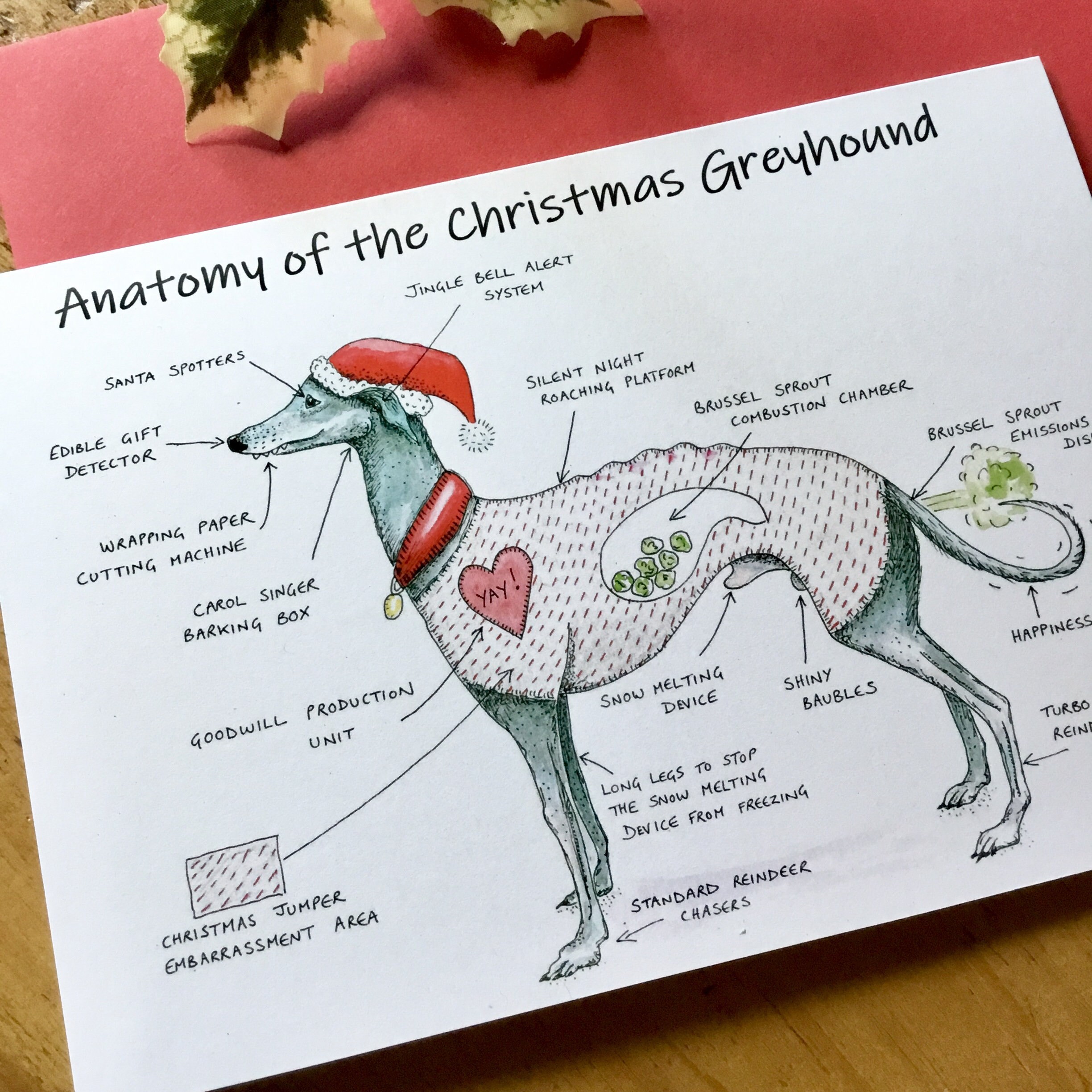 Greyhound Christmas Card, Funny Greyhound Christmas Card, Greyhound ...