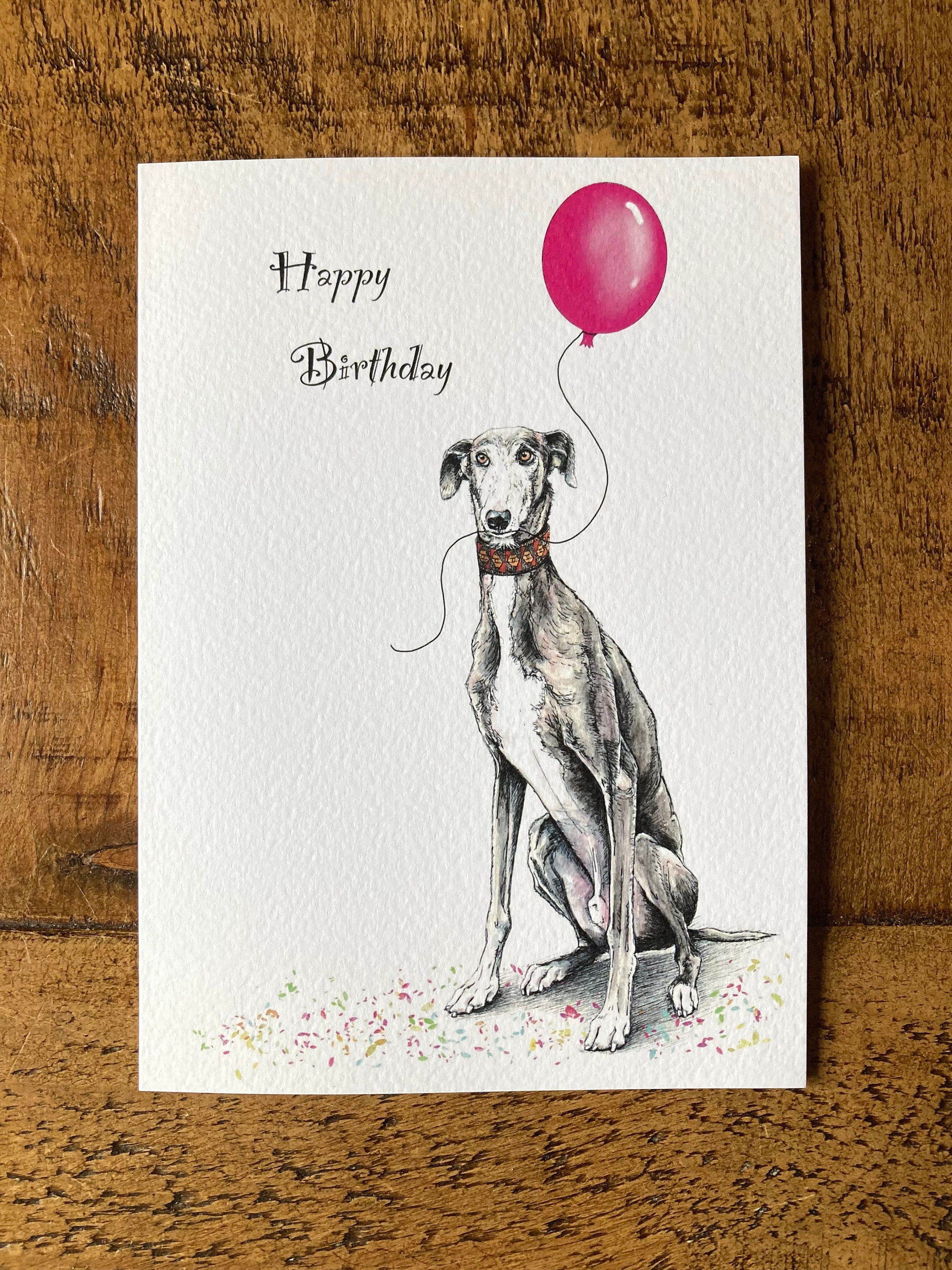 Greyhound Birthday Card, Galgo Birthday Card, Sighthound Birthday Card ...