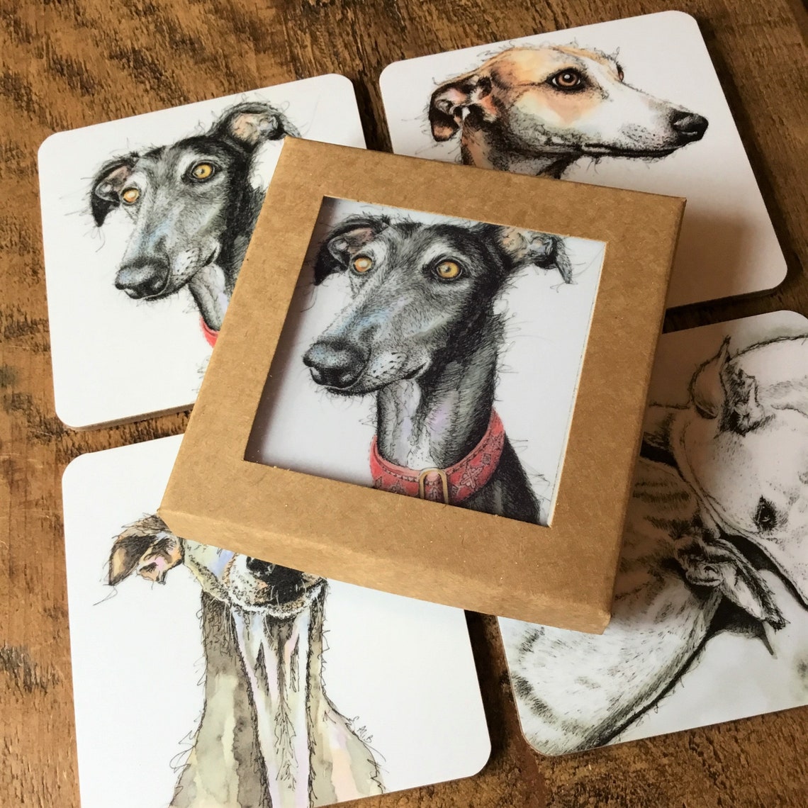 Greyhound Coasters Galgo Coasters Lurcher Coasters - Etsy