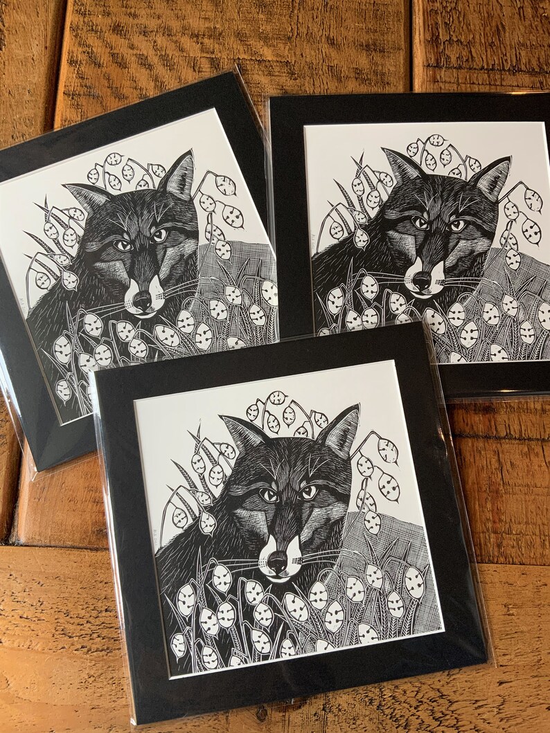 Fox Lino Print, Fox Lino Cut, Fox Print, Fox Artwork, Fox Gifts, Fox ...