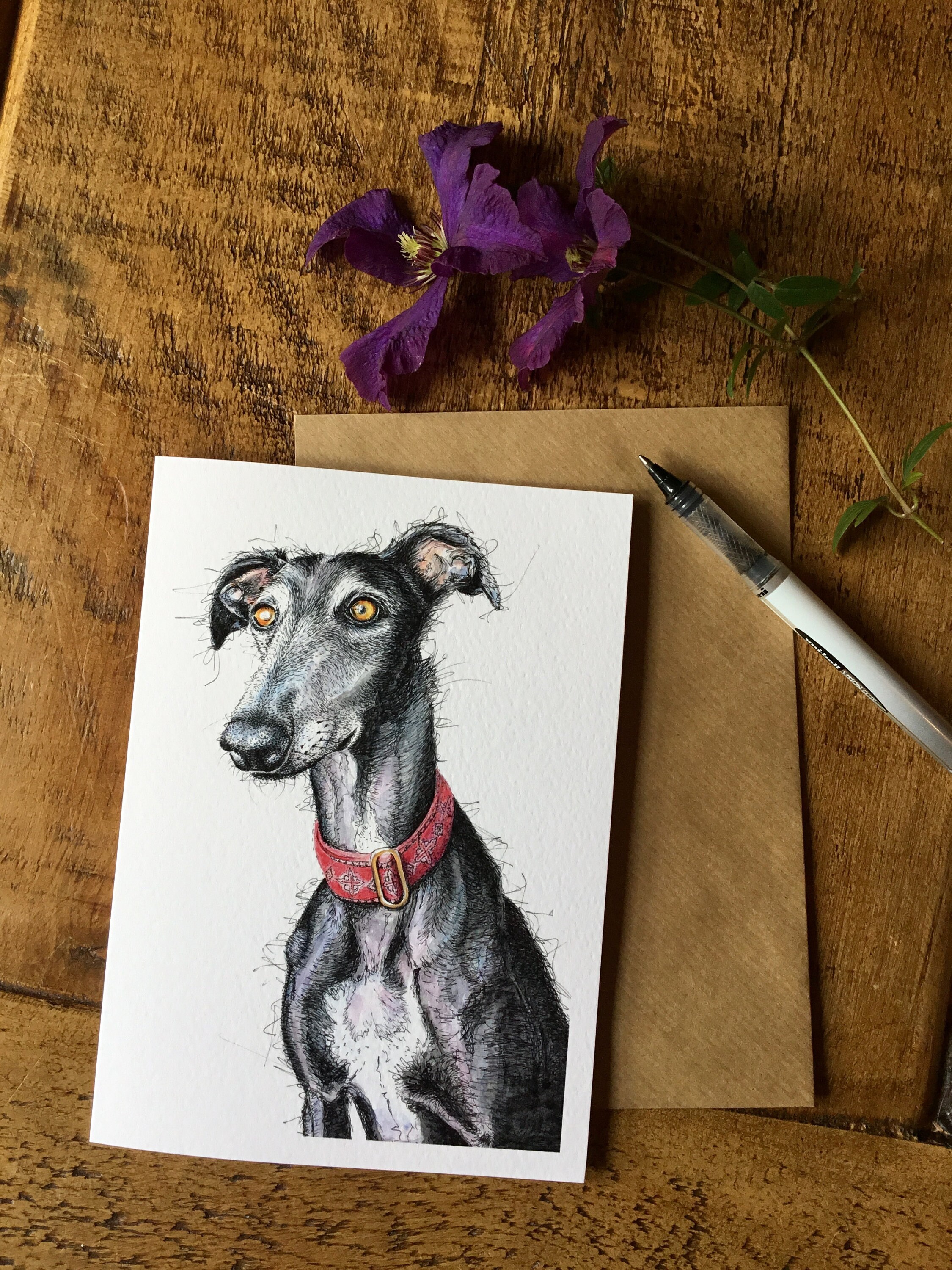 Greyhound Card Lurcher Card Sighthound Card Galgo Wearing a - Etsy