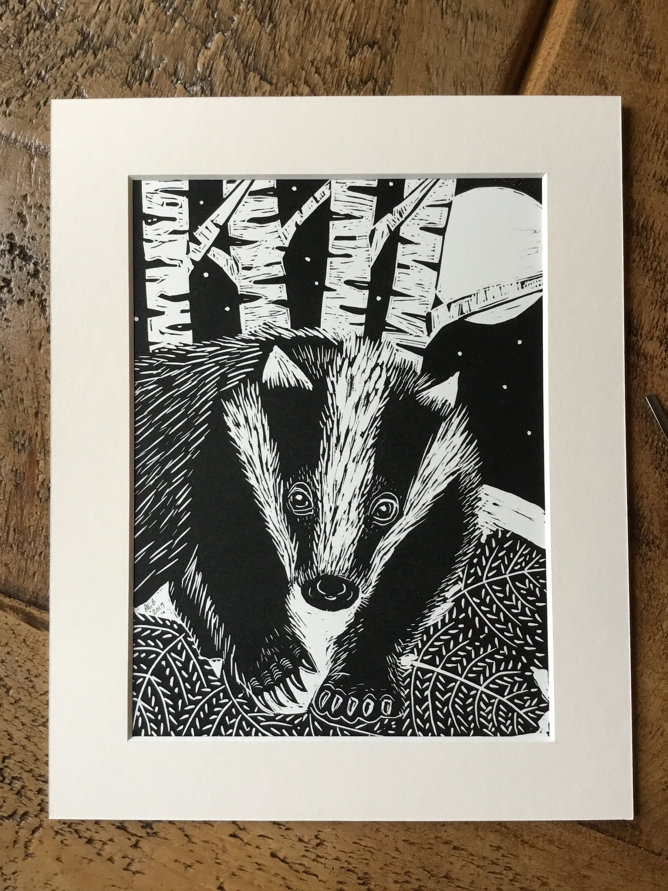 Original Badger Lino Cut, Badger Lino Print, Badger Gifts, Wildlife ...
