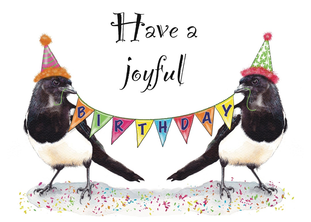 Magpie Birthday Card, Magpie Card, Bird Lover Card, Magpie, Ornithology ...