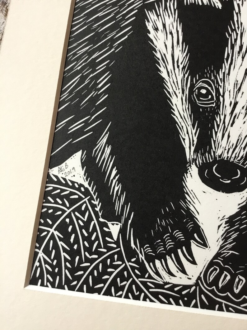 Original Badger Lino Cut, Badger Lino Print, Badger Gifts, Wildlife ...