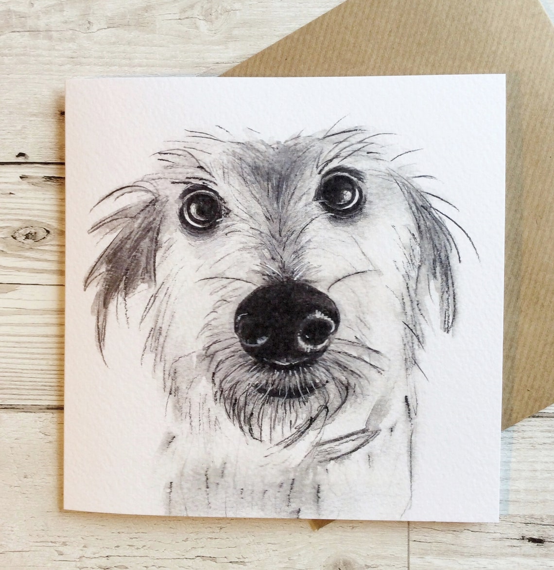 Scruffy Lurcher Card Lurcher Card Scruffy Dog Card Cute Dog | Etsy UK