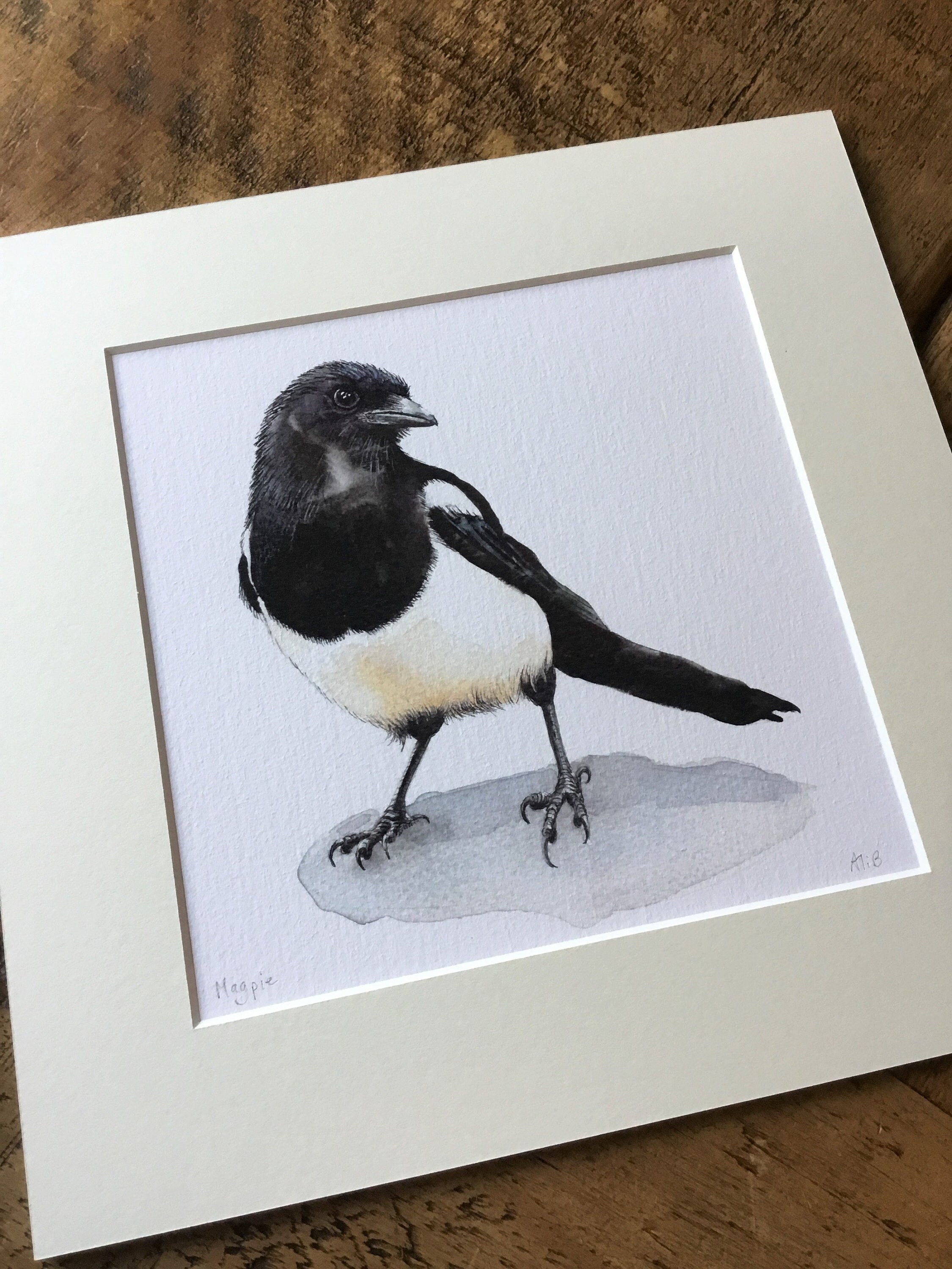 Magpie print Magpie art bird art Magpie watercolour bird | Etsy