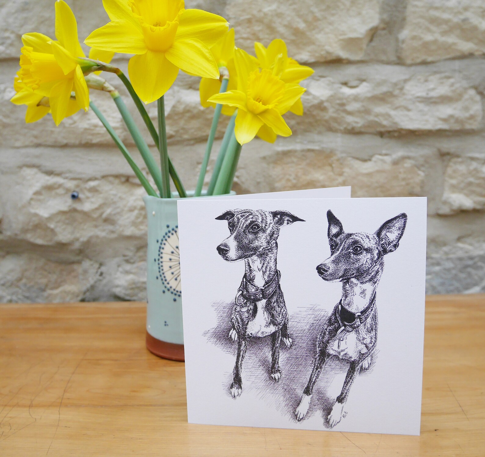 Whippet Card Sighthound Card Whippet Drawing Pen and Ink - Etsy