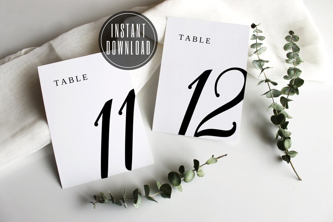 Printable Table Numbers 1-20, Wedding Table Numbers, Seating Chart ...