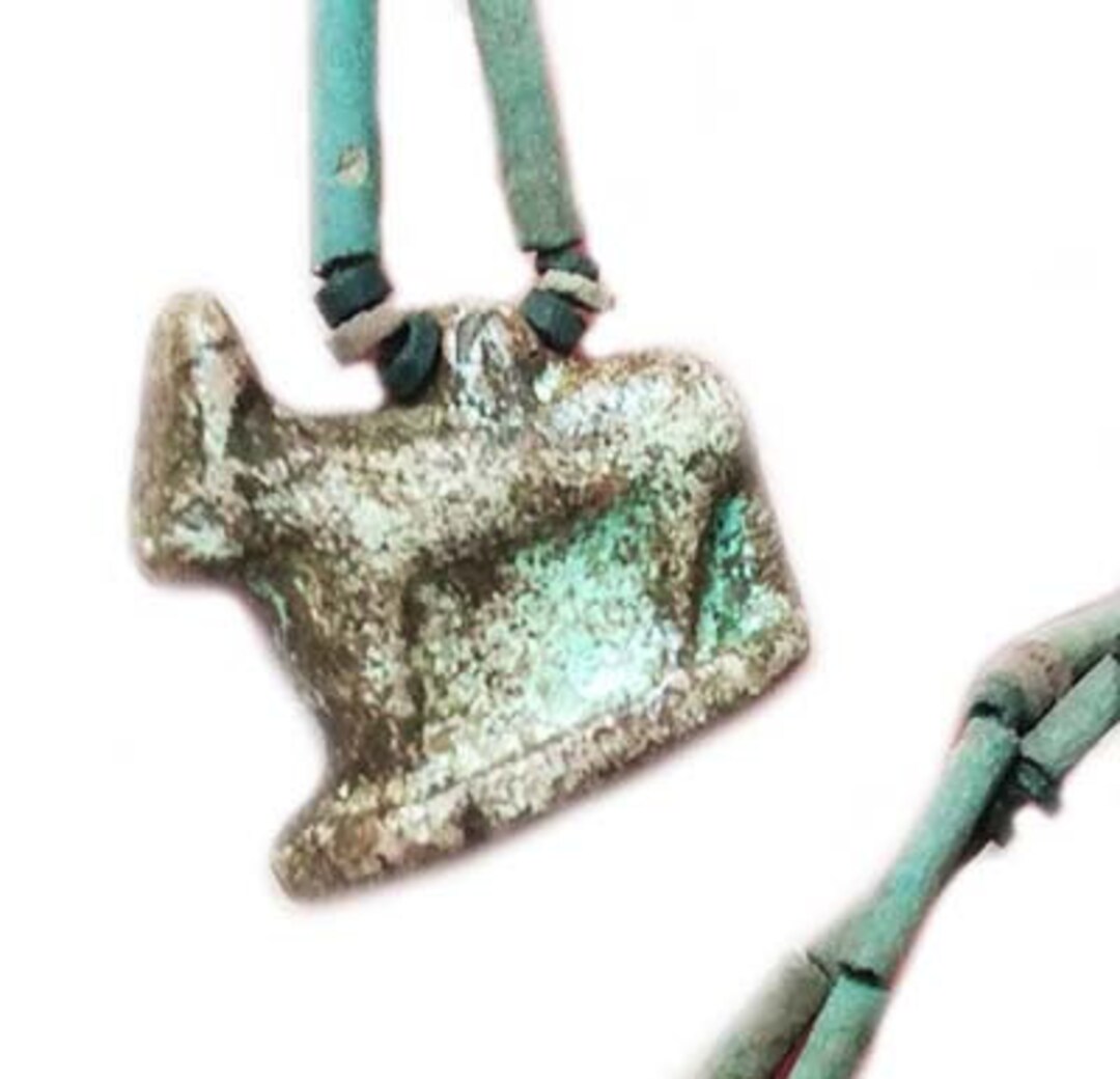 Ancient Egyptian Pendant Apis Bull Amulet Mummybead Necklace 500BC God ...