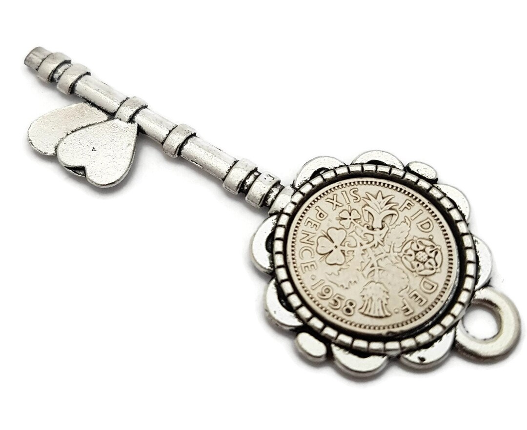 Key Shaped Sixpence Keyring choice of Year up to 1967 / Lucky Silver ...