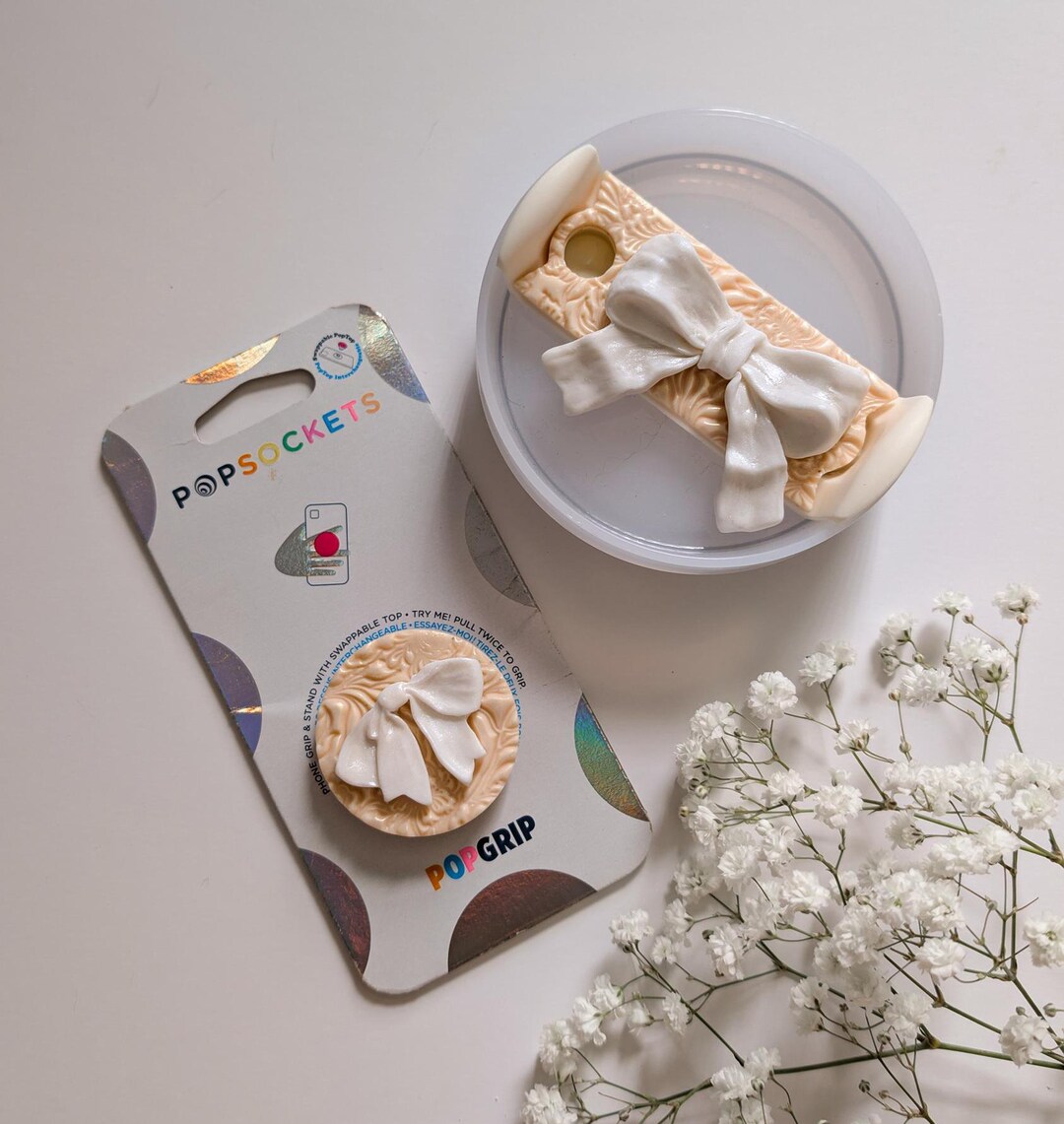 Tea Rose Pink Bow Pop Top Set Stanley Cup Topper Authenthic Swappable ...