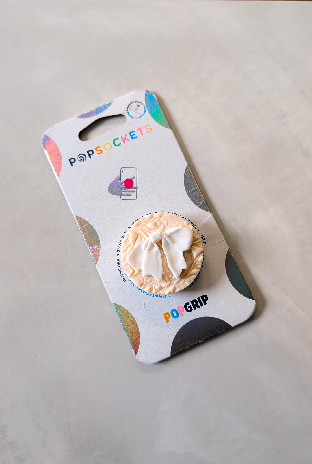 Tea Rose Pink Bow Authentic Popsocket™ Popgrip Phone Grip - Expanding ...