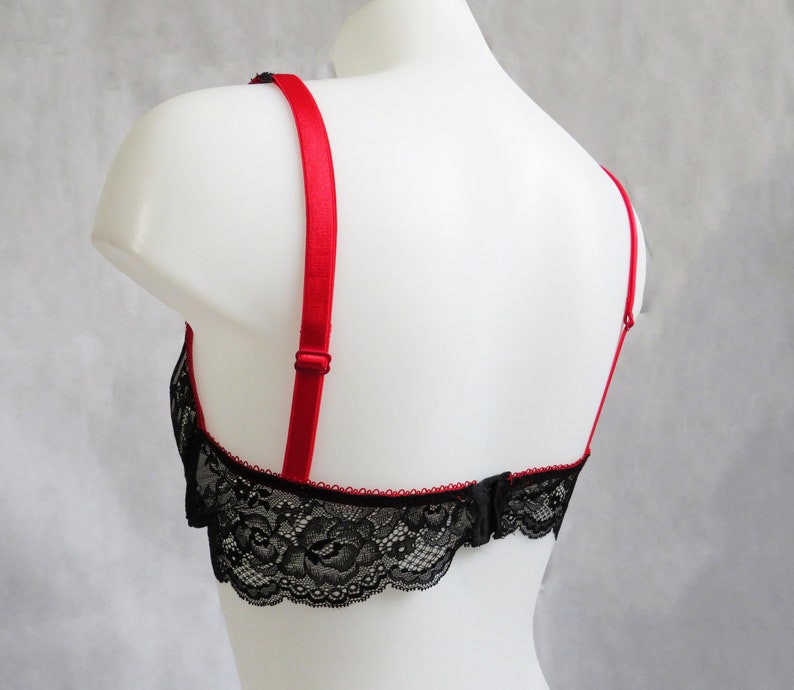 Red and Black Underwired Lace Bra - Etsy