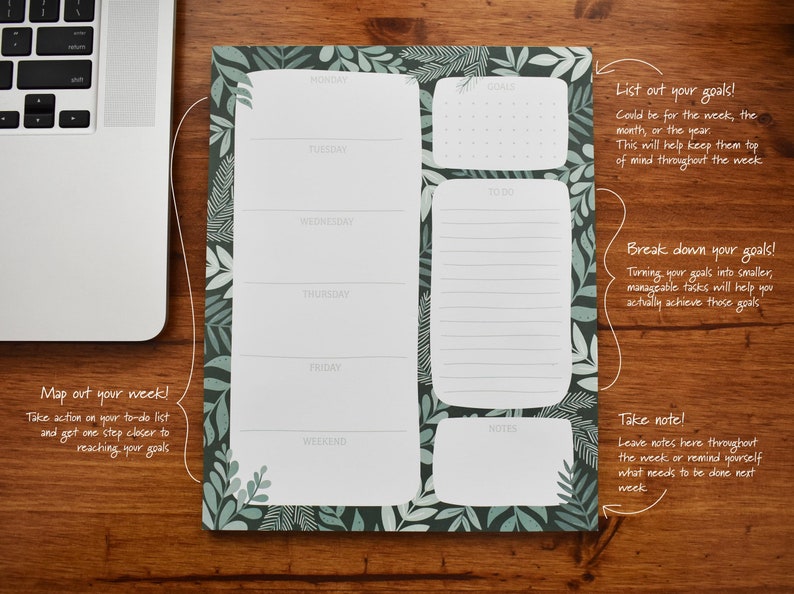 Forest Notepad, Goal Planner, Goal Tracking, Weekly Planner, Nature ...