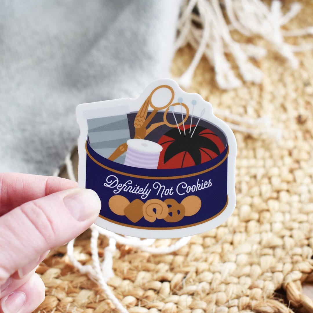Sewing Tin Sticker, Waterproof Sticker, Definitely Not Cookies, Midwest ...